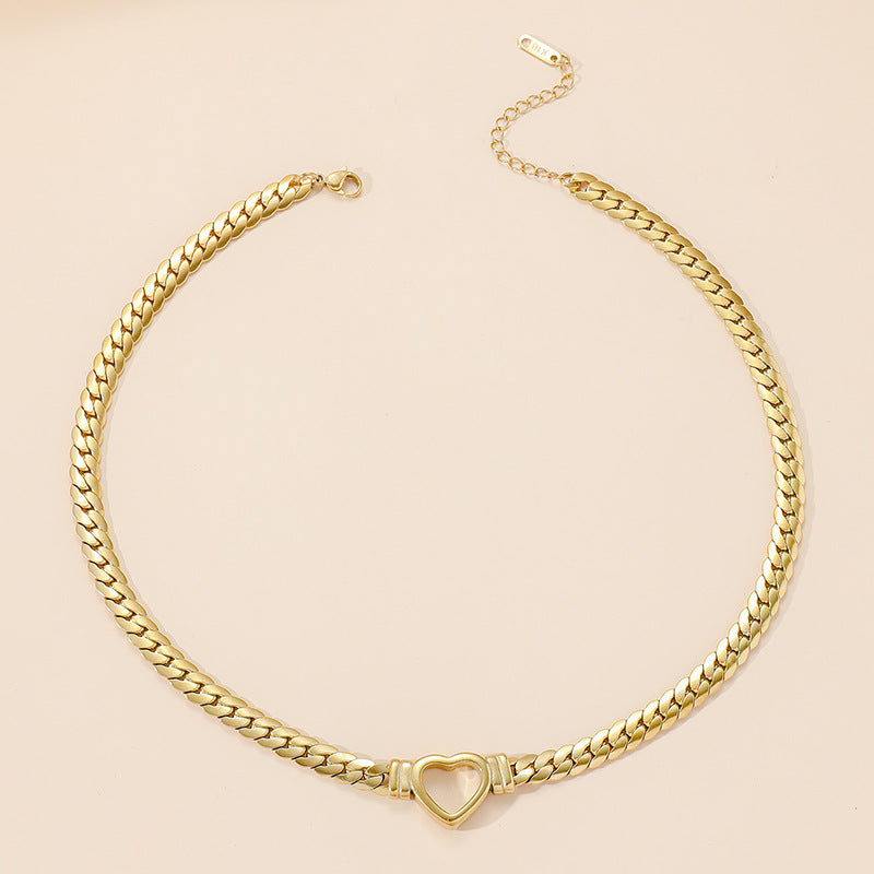 14k gold heart-shaped snake bone chain – BOTLEDO